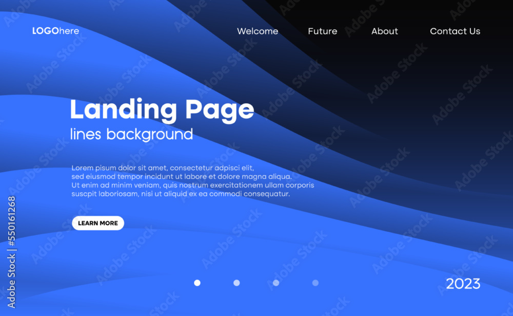 Abstract modern blue background with gradient lines composition. The ...