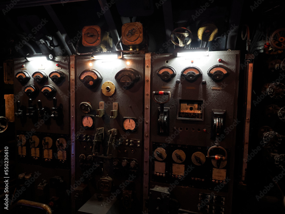 inside ii world war submarine control room Stock Photo | Adobe Stock