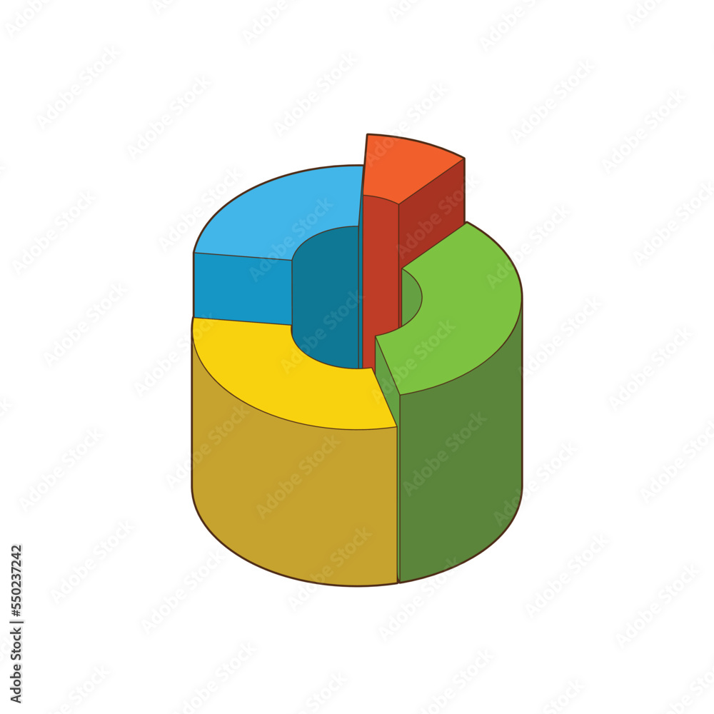 Donuts, Pie chart icons, isolated on the background. 3d, Isometric ...