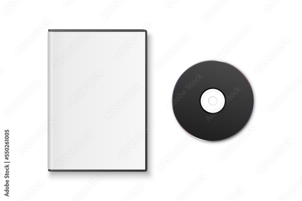 Vector 3d Realistic Black CD, DVD with Plastic Cover, Envelope, Case ...