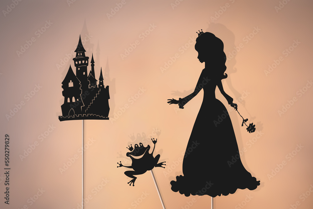 Princess and Frog shadow puppets Stock Photo | Adobe Stock