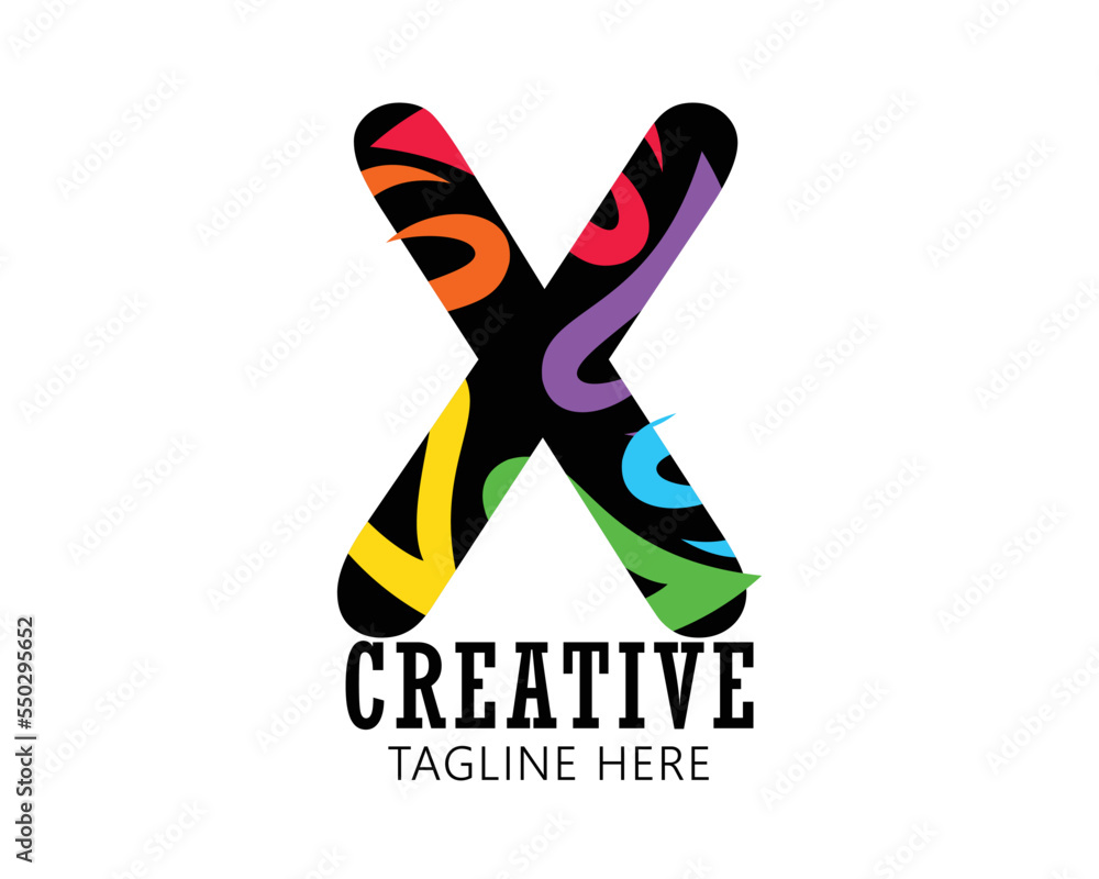 Minimalist and simple Modern x icon, logo template gradient color ...