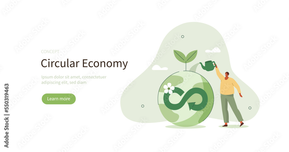 Circular economy. Sustainable economic growth strategy, recourses reuse ...