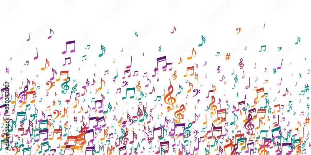 Musical notes flying vector illustration. Stock Vector | Adobe Stock