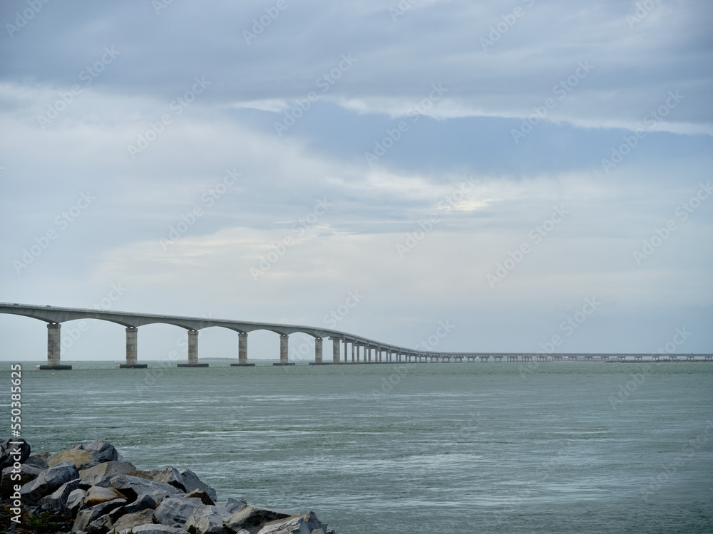 View of the new Herbert C Bonner Bridge spanning the Oregon Inlet on ...