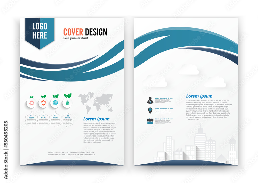 Brochure Flyer design Layout template, size A4, Curve design, Blue ...