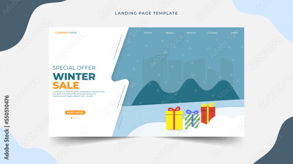 paper cut design for Christmas with snowman Landing page template, web ...