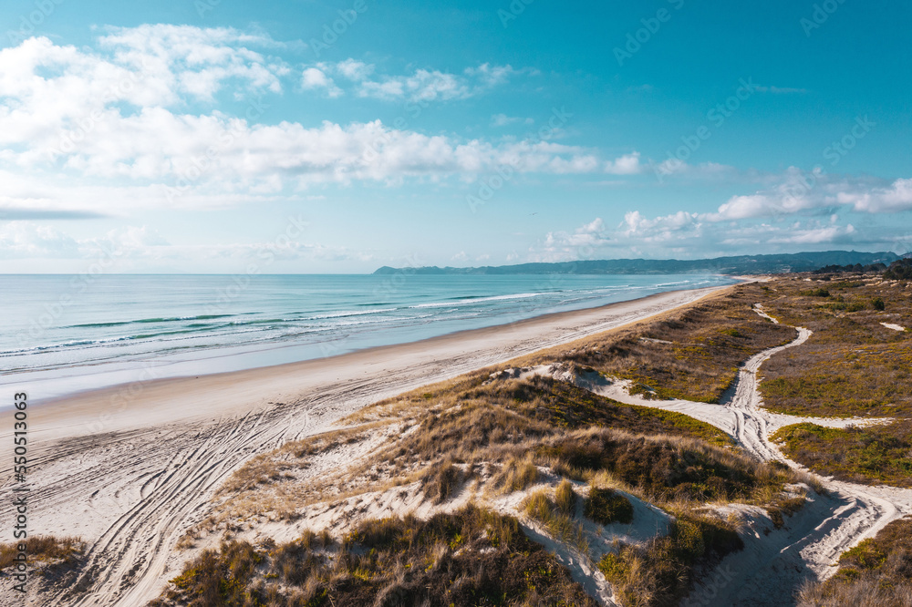 Big waves at New Zealand blue-water Uretiti Beach Stock Photo | Adobe Stock