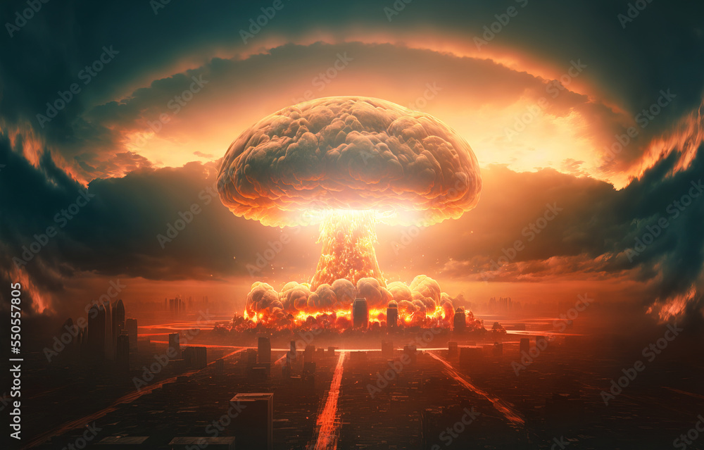 A nuclear explosion in the center of the metropolis. The beginning of apocalepsis. Realistic ...