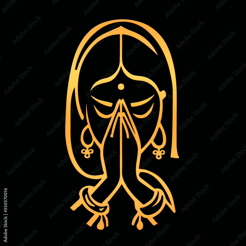 Namaste symbol png in golden embossed style, Namaste or namaskar is ...
