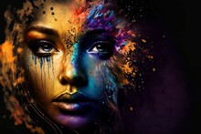 Paint Splashed Woman's Face Free Stock Photo - Public Domain Pictures
