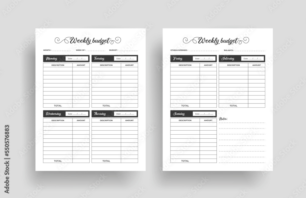 Monthly budget logbook planner template design for KDP Interior. Low ...