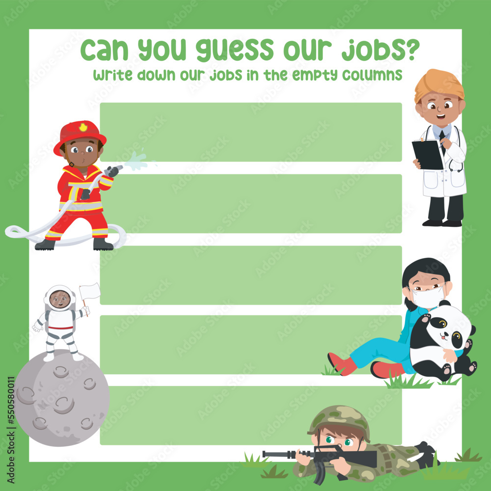 Can you guess our jobs? Writing practice worksheet. Educational sheet ...