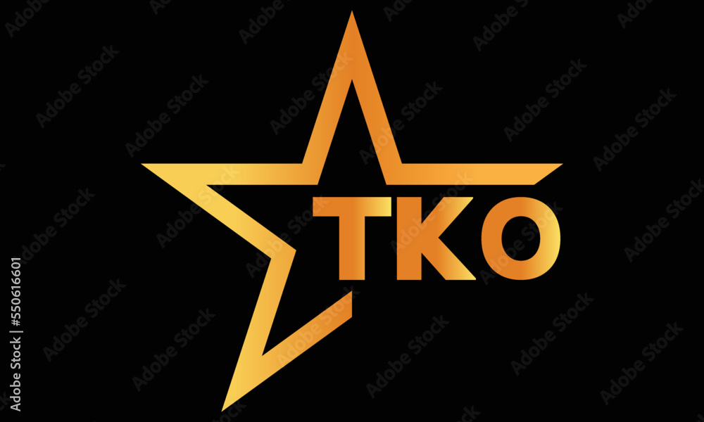 Vector de Stock TKO golden luxury star icon three letter logo design ...