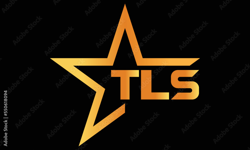 TLS golden luxury star icon three letter logo design vector template ...
