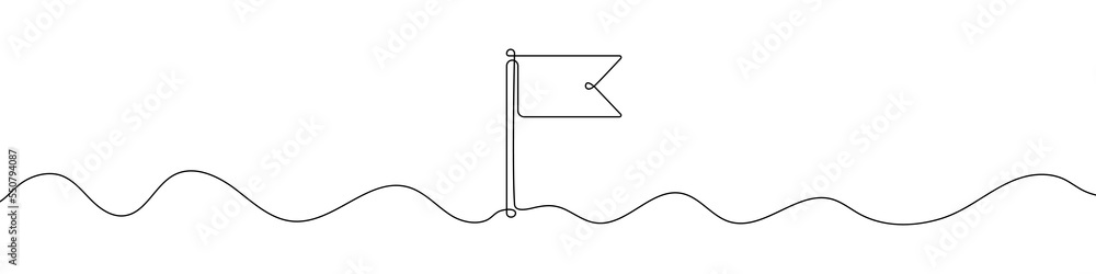 Flag icon in continuous line drawing style. Line art of flag icon ...