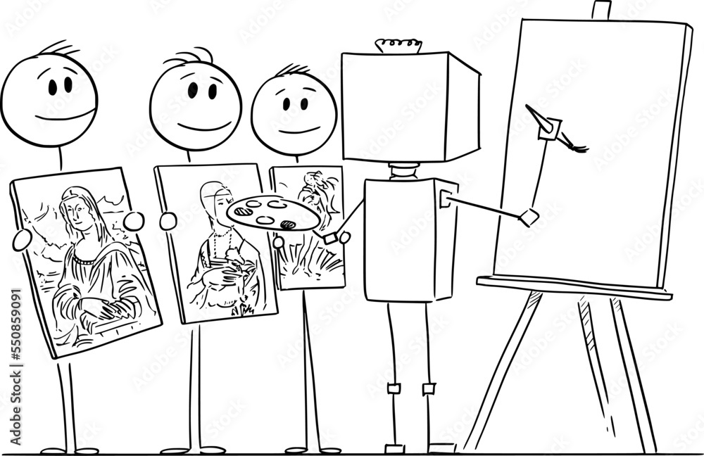 Artificial Intelligence Robot Artist Generating Art From Human Works ...