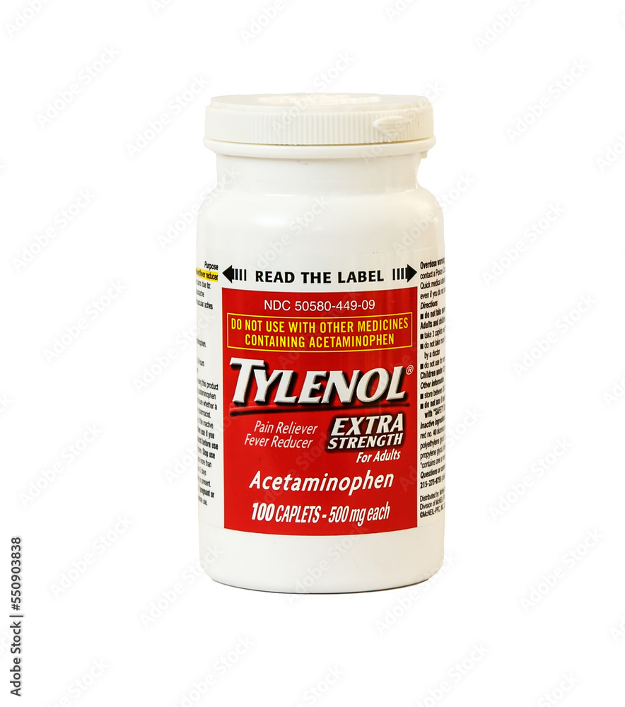 Bottle of Tylenol pain reliever pills, transparent PNG. Stock Photo ...