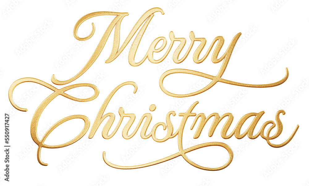 Isolated 3D Text ‘Merry Christmas’ written in golden script font Stock Illustration | Adobe Stock