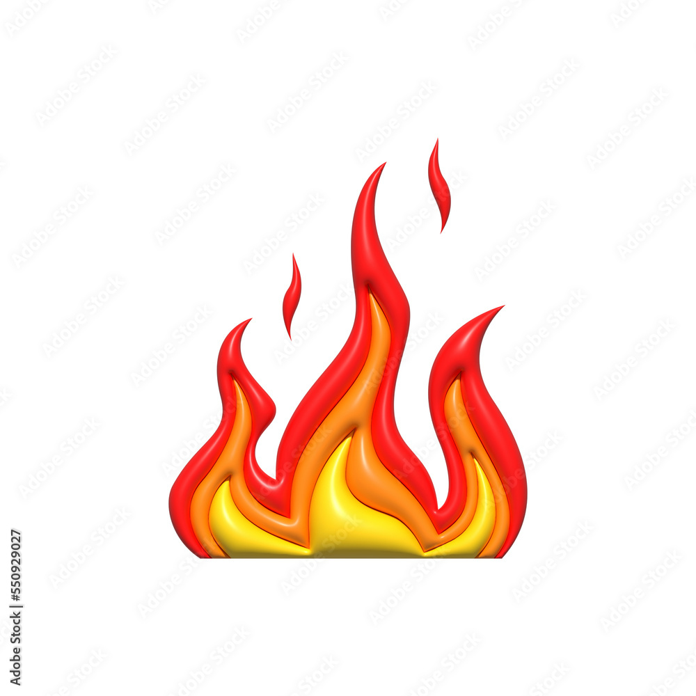 Blazing red yellow 3d flame. Symbol of cozy warmth and greater fire ...
