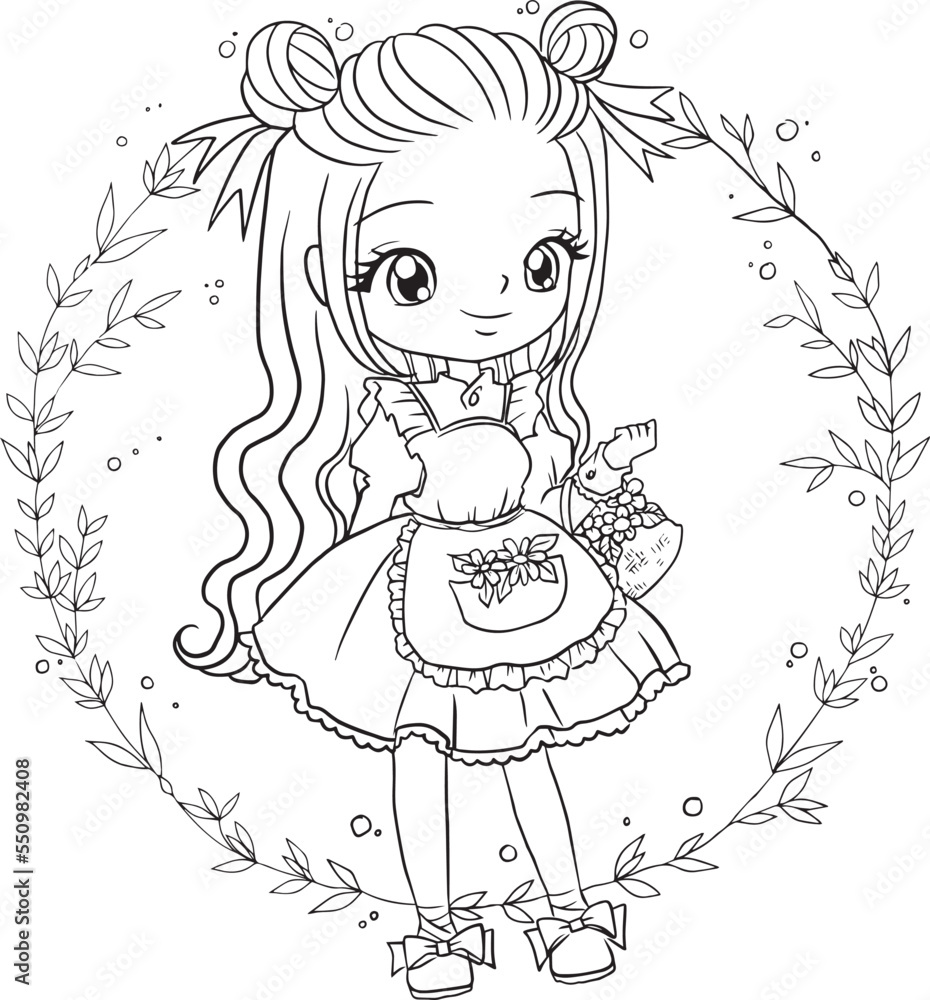 princess girl cartoon doodle kawaii anime coloring page cute ...