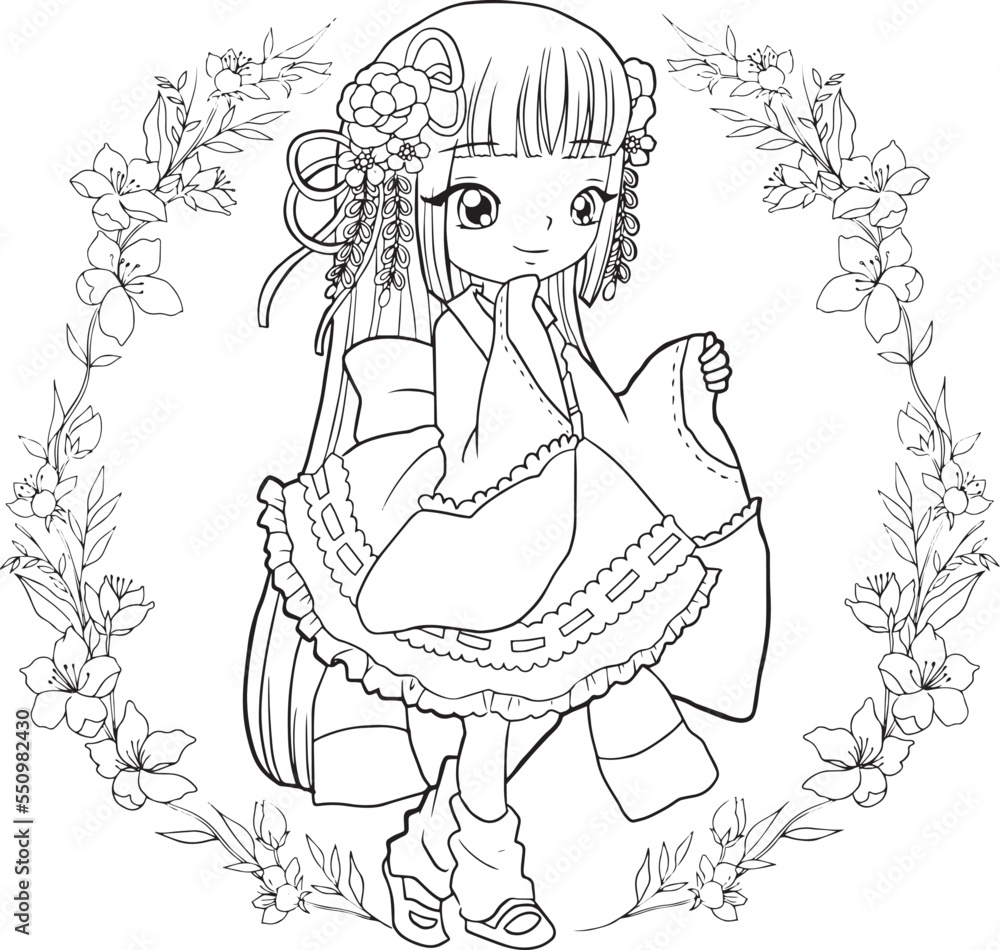 princess girl cartoon doodle kawaii anime coloring page cute ...