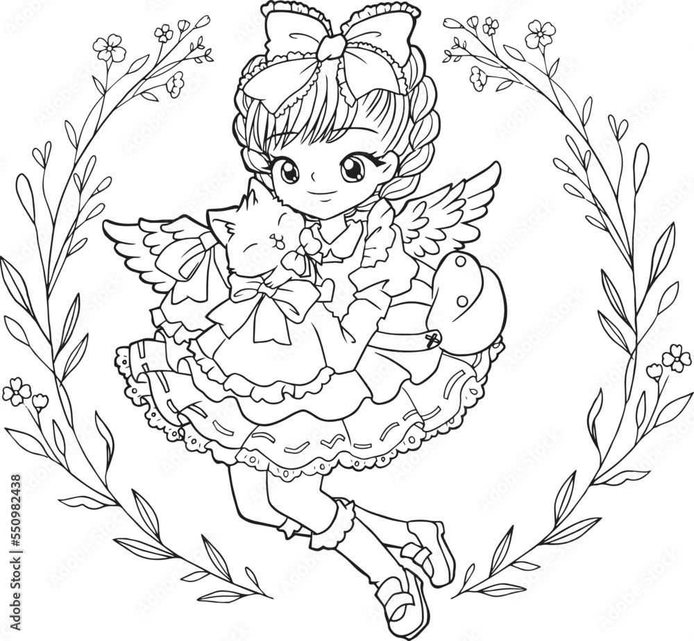 princess girl cartoon doodle kawaii anime coloring page cute ...
