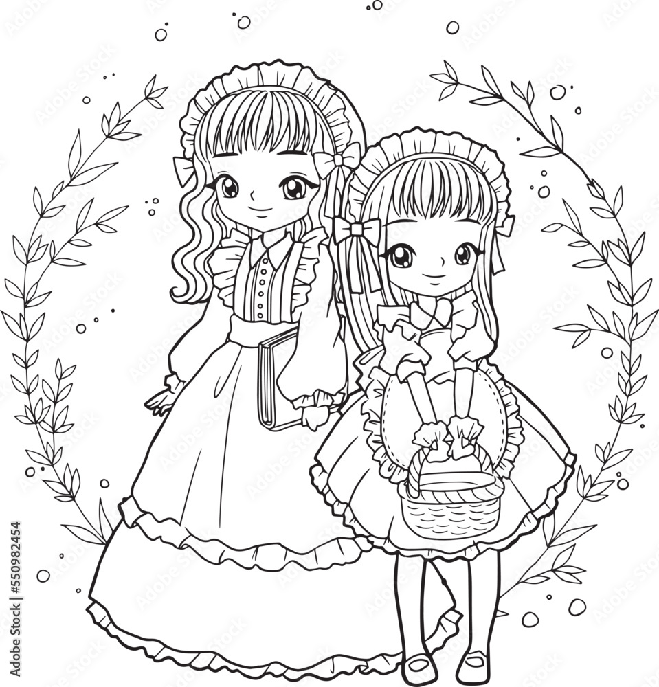 princess girl cartoon doodle kawaii anime coloring page cute ...