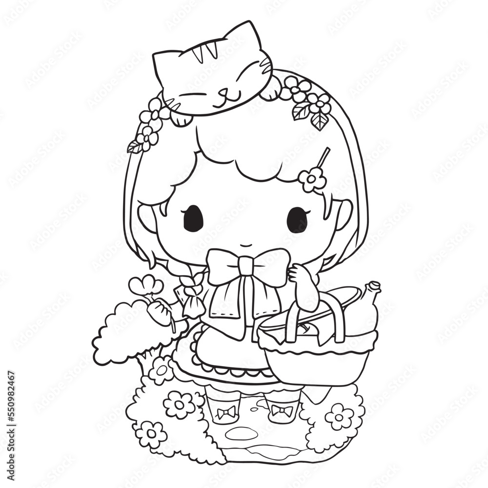 princess girl cartoon doodle kawaii anime coloring page cute ...