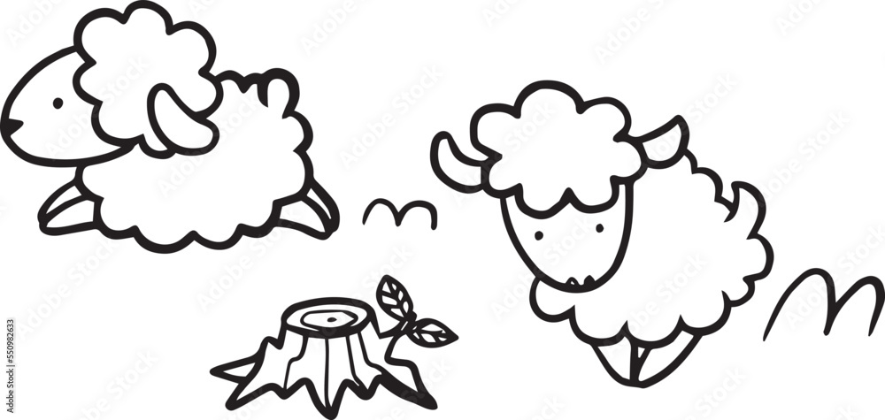 sheep animal cartoon doodle kawaii anime coloring page cute ...