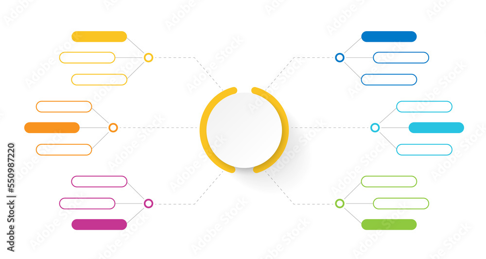 Infographic template for business. 6 Steps Modern Mindmap diagram with ...
