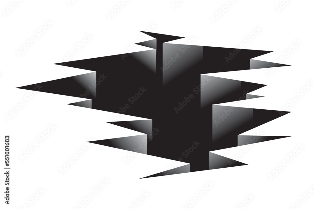 Earthquake cracking holes. Cracked brick wall. A cracked stonewall ...