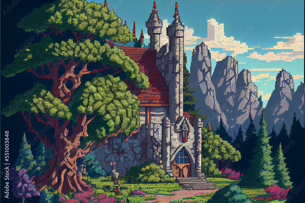 8 Bit Pixel art landscape Stock Illustration | Adobe Stock