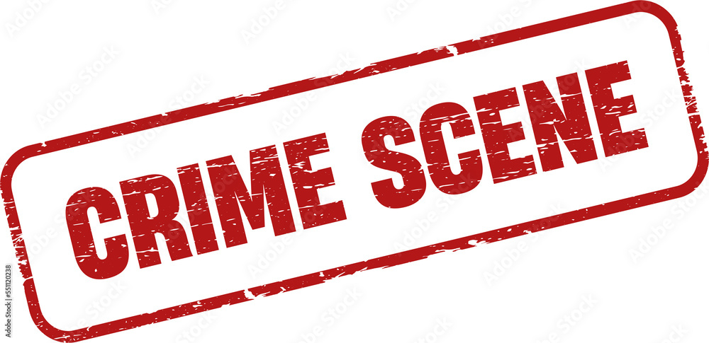 Crime scene grunge rubber stamp. Vintage old red color texture frame ...