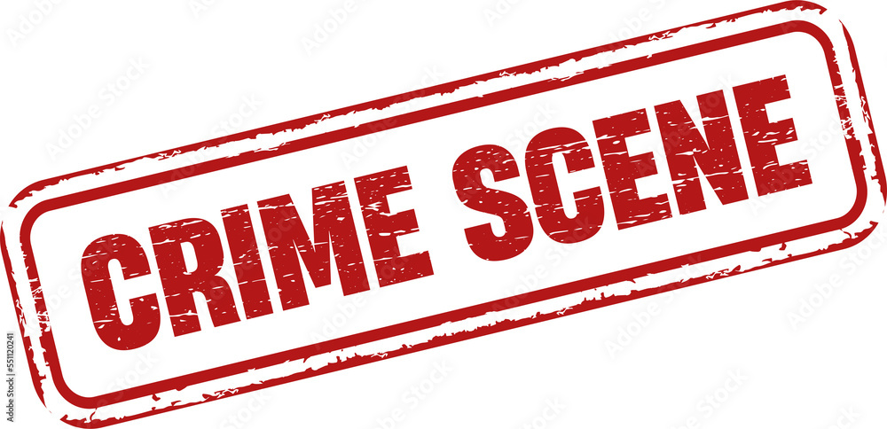 Crime scene grunge rubber stamp. Vintage old red color texture frame ...