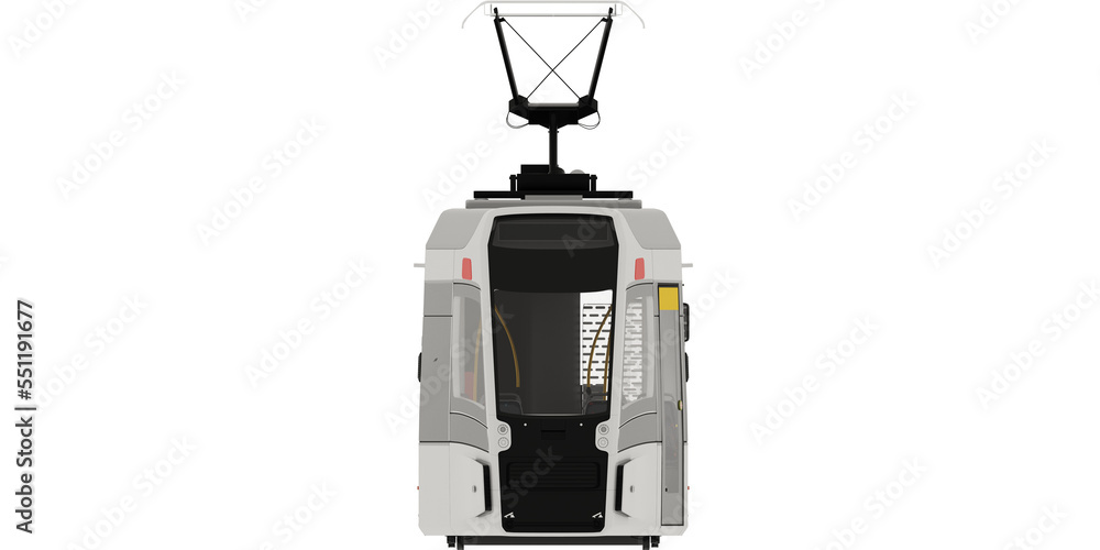 side view Passenger Tram Train, Streetcar. Modern Urban Tramcar. City ...