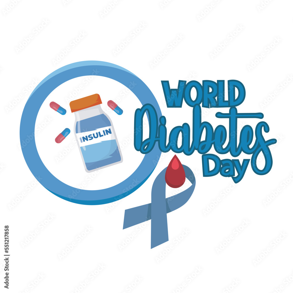 World diabetes day hand drawn vector lettering. Isolated on white ...