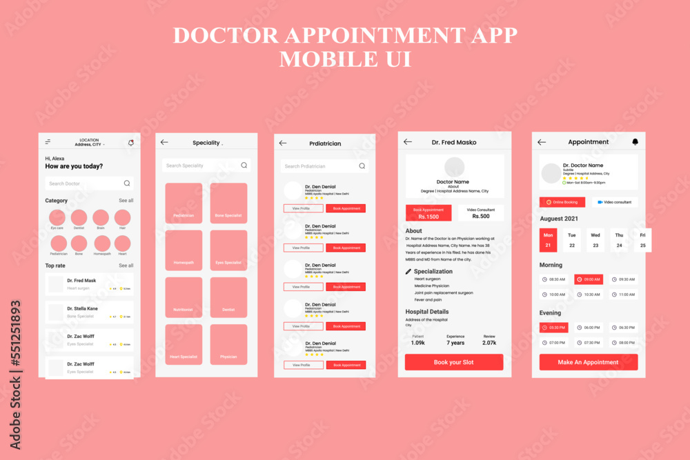 Medical healthcare and doctor appointment booking app UI kit for mobile ... Medical healthcare and doctor appointment booking app UI kit for mobile ...