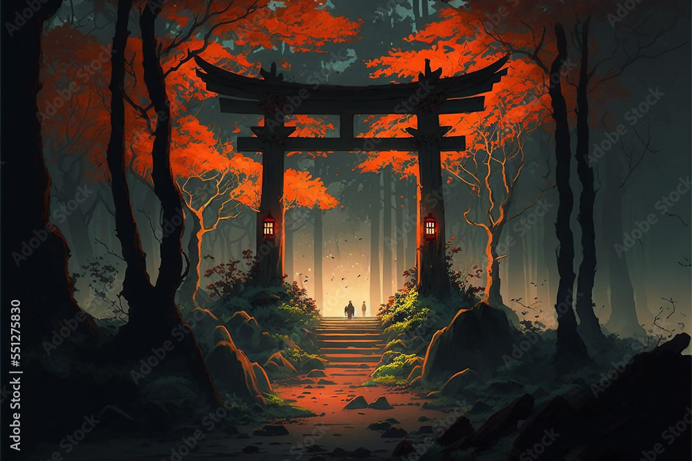 Torii, Japanese Gate, Torii Forest Background, Concept Art, Digital ...