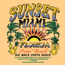 Florida Sunset Retro Poster Free Stock Photo - Public Domain Pictures