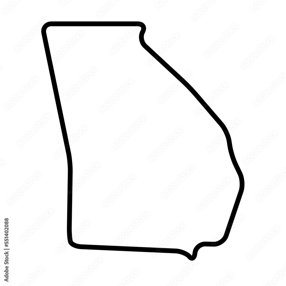 Georgia state of United States of America, USA. Simplified thick black ...
