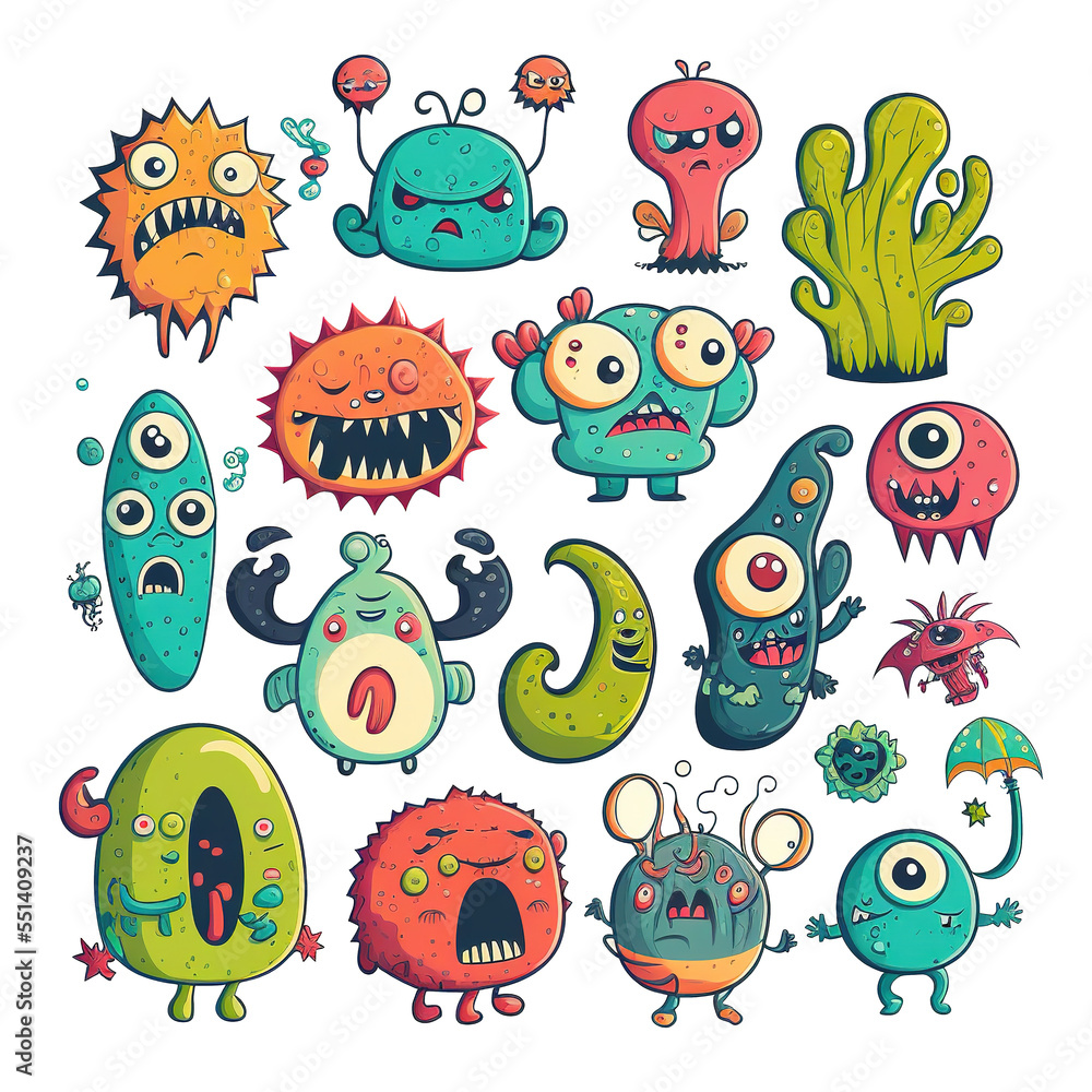set of cartoon monsters illustration concept art sprite sheet style ...