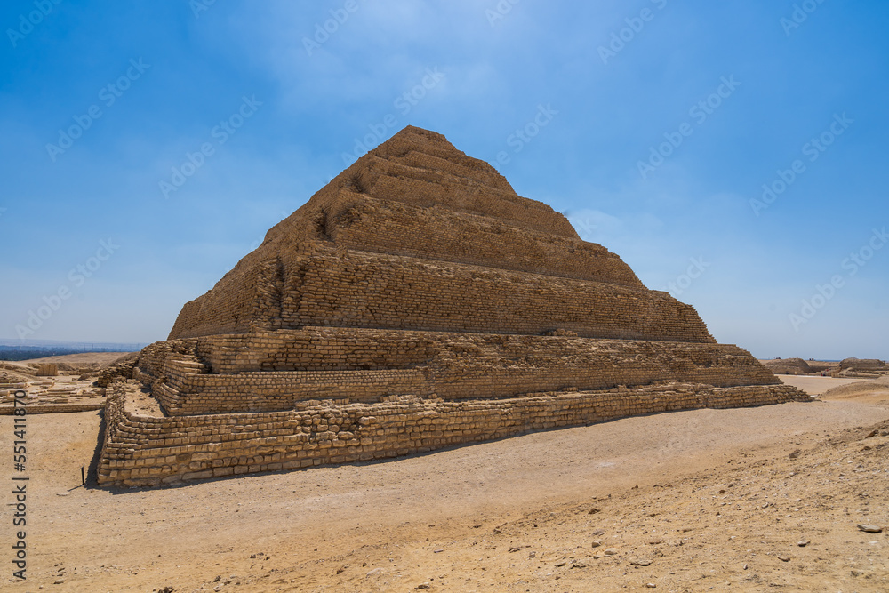 Step pyramid of Djoser funerary complex (necropolis) in Saqqara, Egypt. Travel and history ...