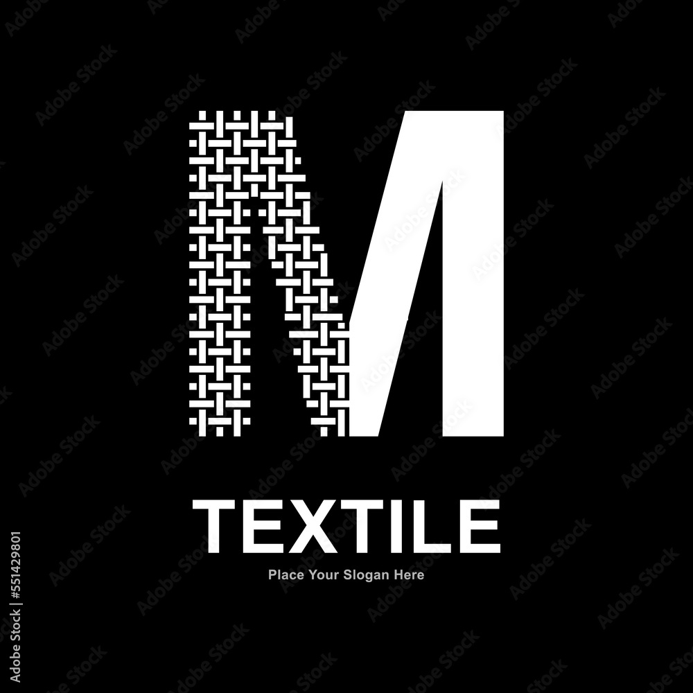Letter M textile pattern and sewing logo vector template. Suitable for ...