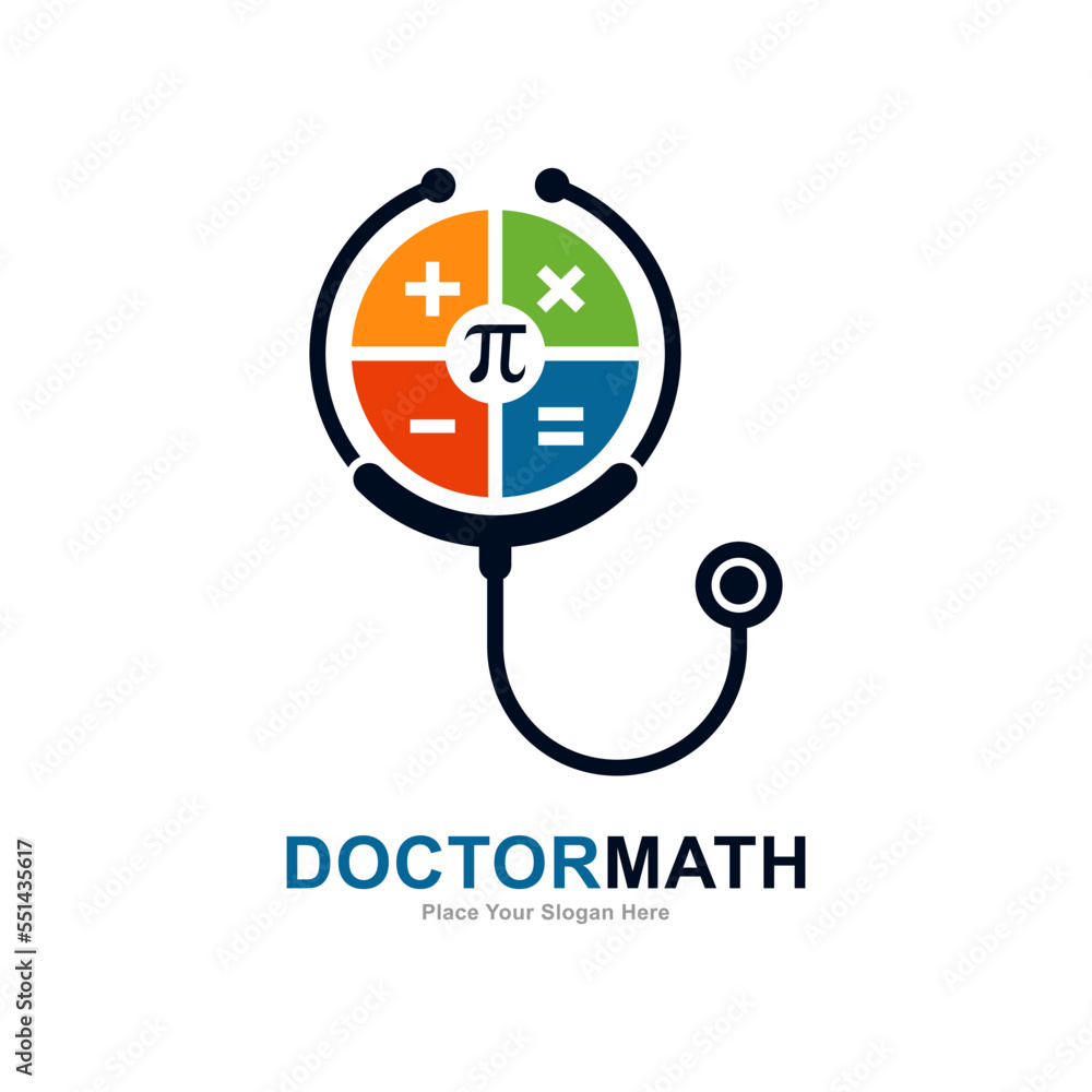 Doctor math with stethoscope logo vector template. Suitable for ...