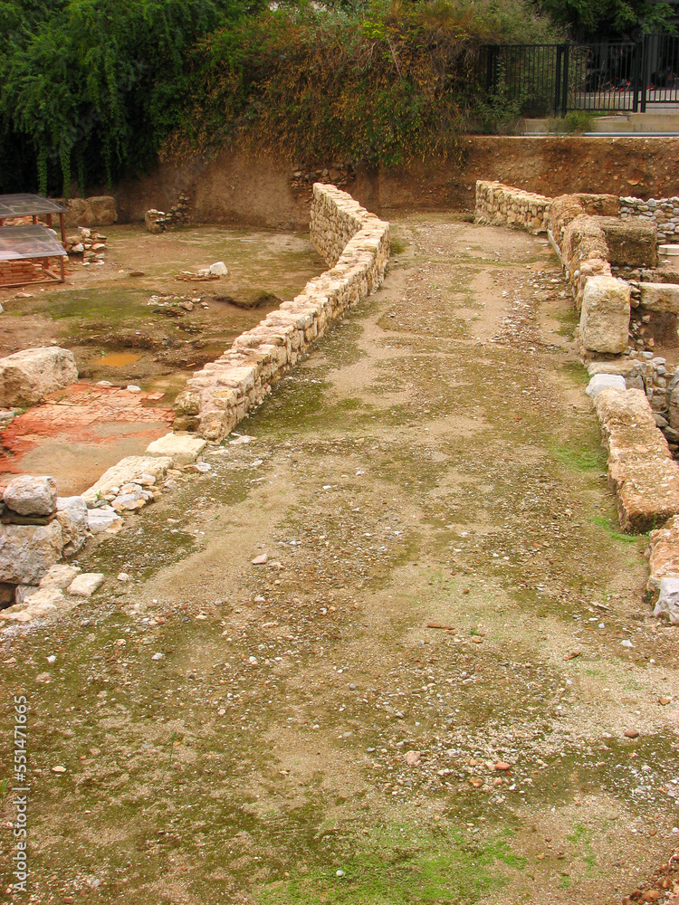 Athens, Greece - A pathway in the Roman Agora of Athens, which was used ...