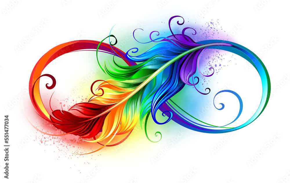 Infinity symbol with rainbow feather Stock Illustration | Adobe Stock