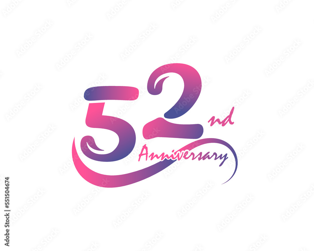 52 years anniversary logotype. 52nd Anniversary template design for ...