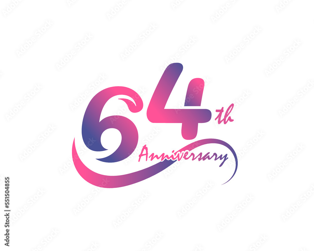 64 years anniversary logotype. 64th Anniversary template design for ...