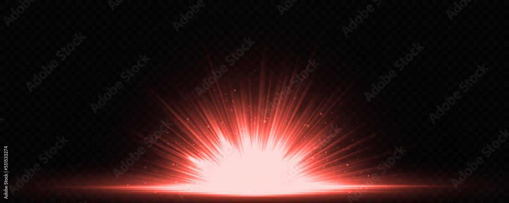 Horizontal bursts of exploding star. Sparkle light rays. Shining flares ...